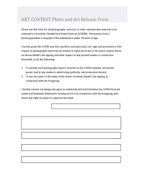 Fillable Online ucfsd Photo and Art Release Form for Art Contest Fax ...