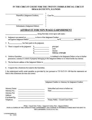Fillable Online circuitclerk AFFIDAVIT FOR NON-WAGE GARNISHMENT ...