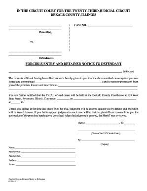 Fillable Online circuitclerk FORCIBLE ENTRY AND DETAINER NOTICE TO ...