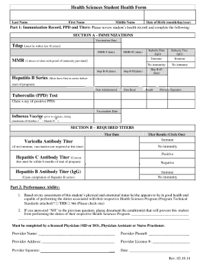 Fillable Online main sfsc solodev Health Sciences Student Health Form ...