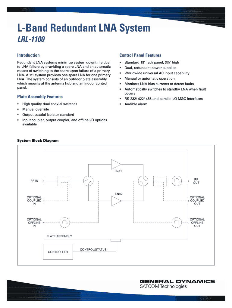 Fillable Online LBand Redundant LNA System Fax Email Print - pdfFiller