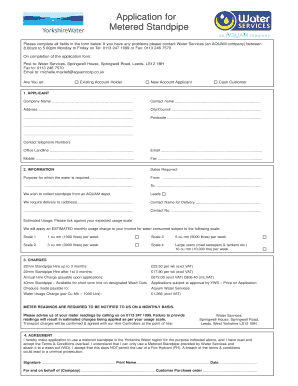 Fillable Online Application for Metered Standpipe SERVICES Fax Email ...