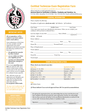 Fillable Online abcop Certified Technician Exam Registration Form Fax ...