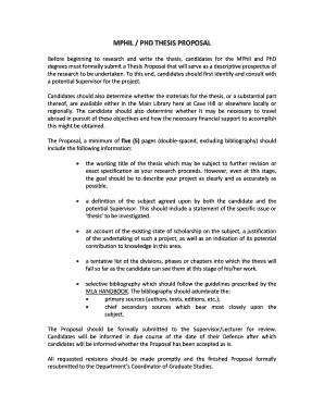 Fillable Online MPHIL / PHD THESIS PROPOSAL Fax Email Print - pdfFiller