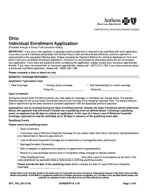 Fillable Online Ohio Individual Enrollment Application Fax Email Print - pdfFiller