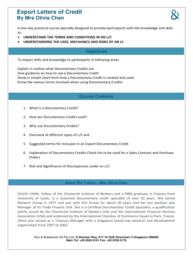 Fillable Online Export Letters of Credit Fax Email Print - pdfFiller