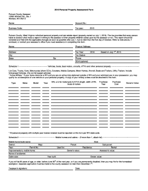 Fillable Online 2016 Personal Property Assessment Form - Putnam County ...