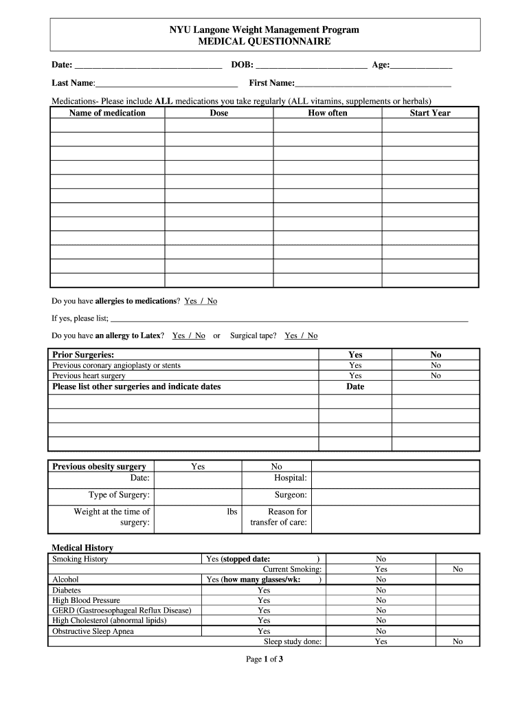 Fillable Online webdoc nyumc Initial Med questionnaires 02025013 Fax Email Print - pdfFiller