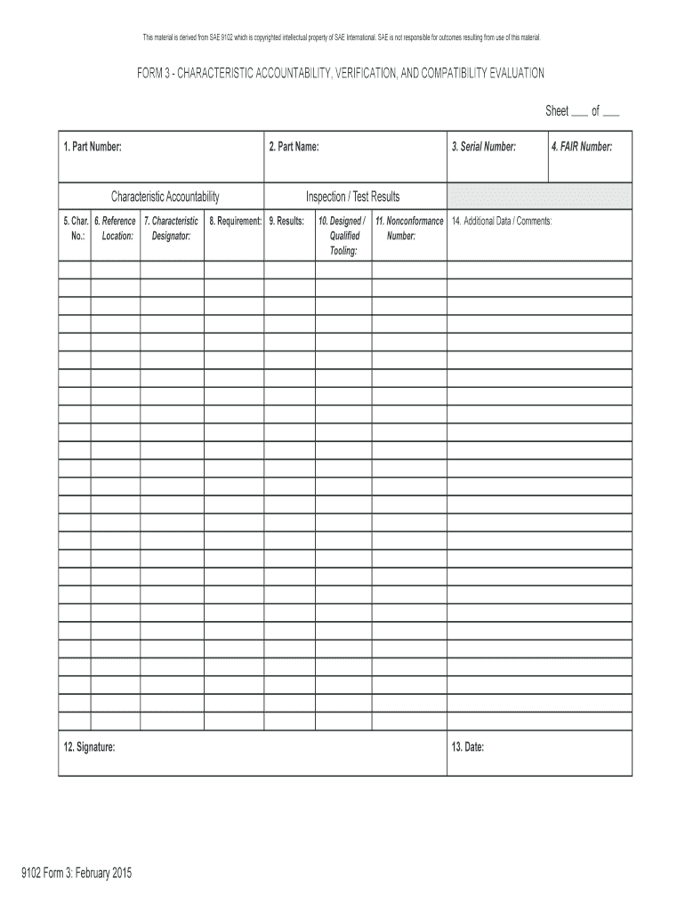 Fillable Online sae FORM 3 - CHARACTERISTIC ACCOUNTABILITY VERIFICATION ...