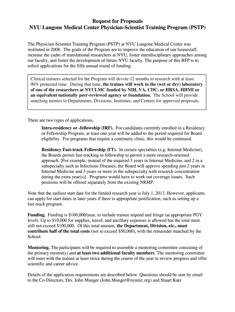 Fillable Online webdoc nyumc The PhysicianScientist Training Program (PSTP) at NYU Langone ...