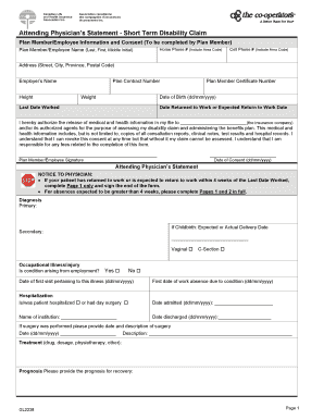 Fillable Online Application for Short Term Disability - Physicians ...