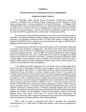 Fillable Online wshfc EXHIBIT B WASHINGTON STATE HOUSING FINANCE ...