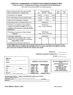 Fillable Online calea OFFICIAL COMMISSION ACCREDITATION EMBLEM ORDER ...
