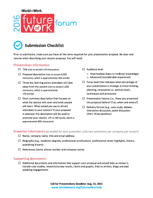 Fillable Online worldatwork 2016 Future of Work Forum CFP Submission ...