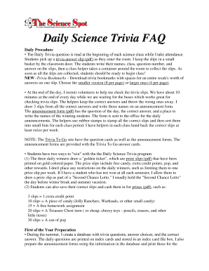 Fillable Online Daily Science Trivia FAQ Fax Email Print - pdfFiller