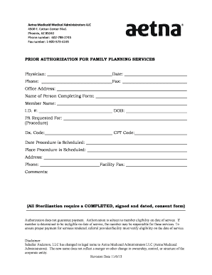 Fillable Online PRIOR AUTHORIZATION FOR FAMILY PLANNING SERVICES Fax ...