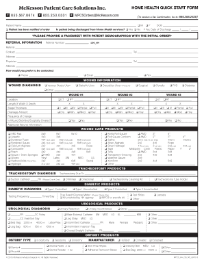 Fillable Online HOME HEALTH QUICK START FORM - National Rehab Fax Email ...