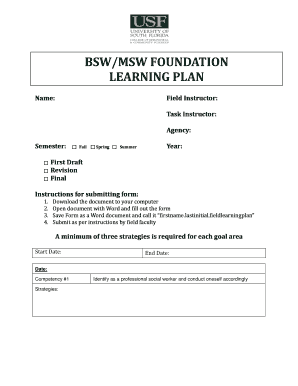 Fillable Online socialwork cbcs usf BSWMSW FOUNDATION LEARNING PLAN ...