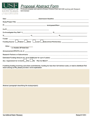 Fillable Online intra cbcs usf Proposal Abstract Form - University of South Florida Fax Email ...