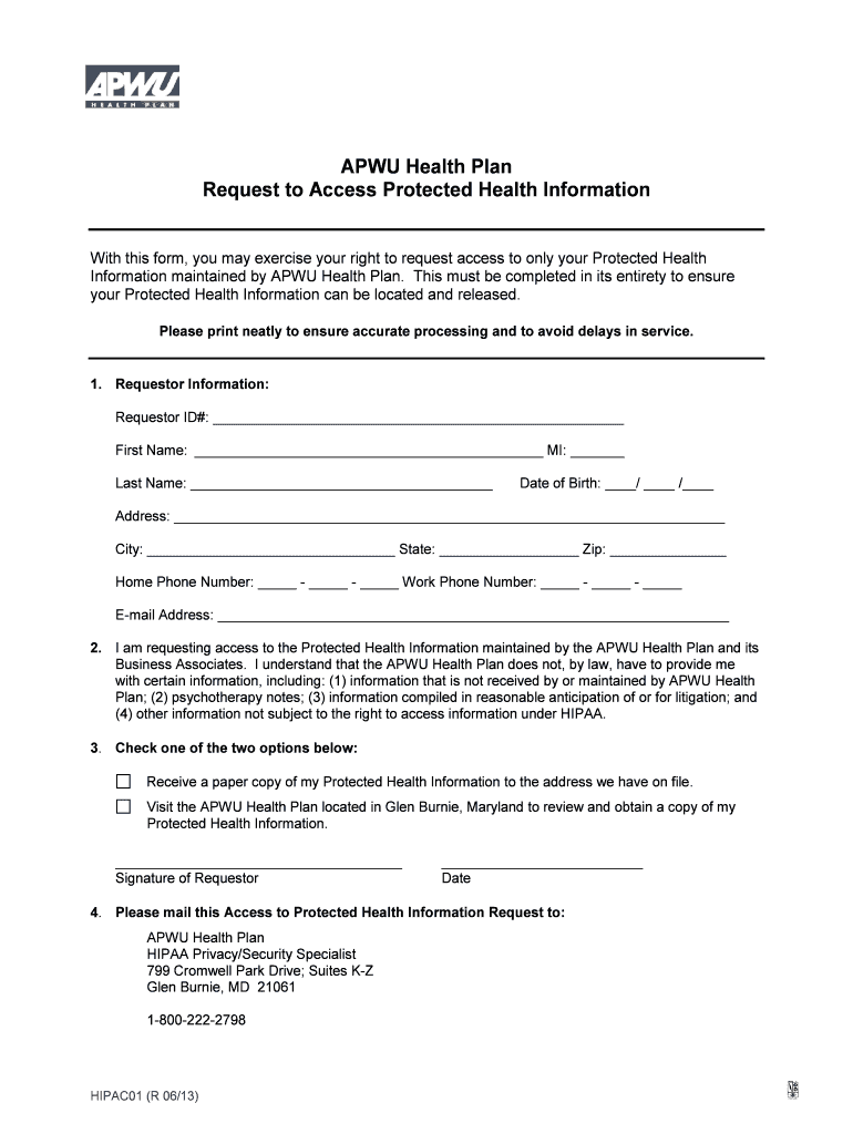 Fillable Online Information maintained by APWU Health Plan Fax Email ...
