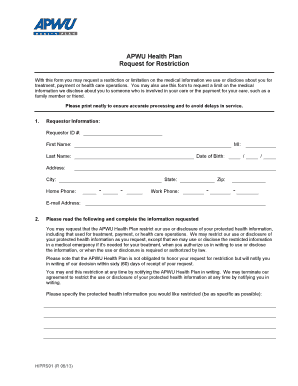 Fillable Online With this form you may request a restriction or ...