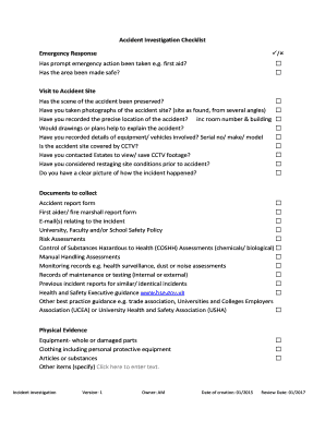 Fillable Online Accident Investigation Checklist Fax Email Print ...