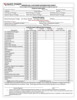 Fillable Online RESIDENTIAL CUSTOMER INFORMATION SHEET Fax Email Print ...