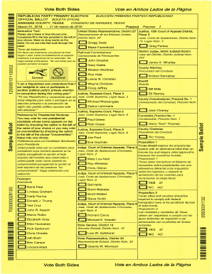 Fillable Online aransascountytx Republican Party - Sample Ballot Pct ...