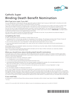 Fillable Online Catholic Super Binding Death Benefit Nomination Fax ...