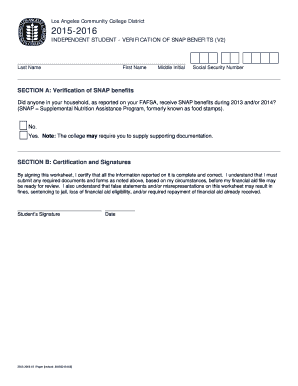 Fillable Online wlac INDEPENDENT STUDENT VERIFICATION OF SNAP BENEFITS ...