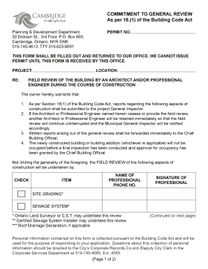 Fillable Online cambridge COMMITMENT TO GENERAL REVIEW As per 181 of the Building Fax Email ...