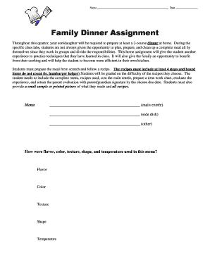 Fillable Online hasd Family Dinner Assignment - hasdorg Fax Email Print ...