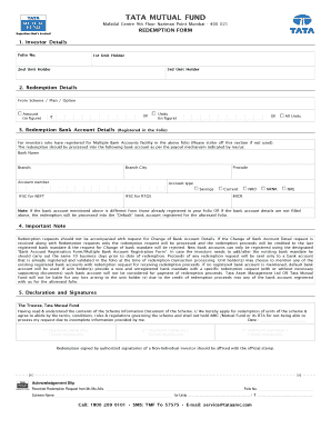 Fillable Online TATA MUTUAL FUND Fax Email Print - pdfFiller