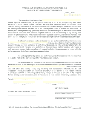 Fillable Online TRADING AUTHORIZATION LIMITED TO PURCHASES AND SALES OF ...