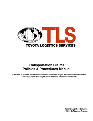 Fillable Online Toyota Transportation Claims Policies and Procedures ...