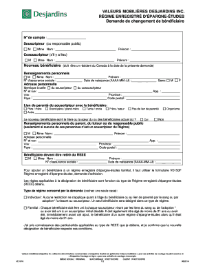 Remplissable En Ligne Demande de changement de bnficiaire Fax Email Imprimer - pdfFiller