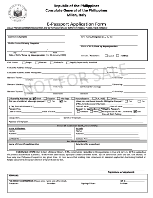 Fillable Online philcongenmilan EPassport Application form - Philippine ...