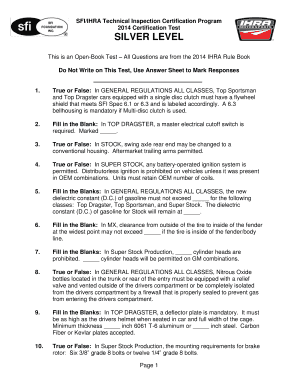 Fillable Online SFI/IHRA Technical Inspection Certification Program ...