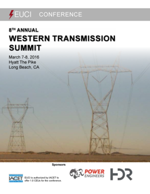 Fillable Online 8 ANNUAL WESTERN TRANSMISSION SUMMIT - EUCI Fax Email ...