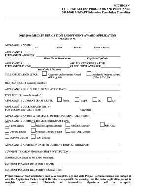 Fillable Online micapp COLLEGE ACCESS PROGRAMS AND PERSONNEL Fax Email ...