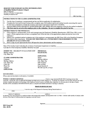 Fillable Online REQUEST FOR SUMMARY RATING DETERMINATION Fax Email ...