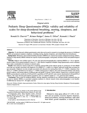Fillable Online Pediatric Sleep Questionnaire (PSQ): validity and ...