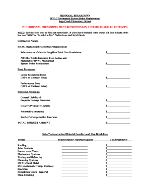 Fillable Online nebo PROPOSAL BREAKDOWN Fax Email Print - pdfFiller