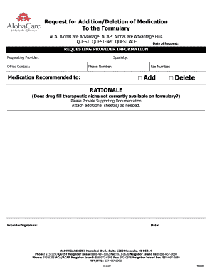 Fillable Online alohacare QUEST QUEST-Net QUEST ACE Date of Request ...