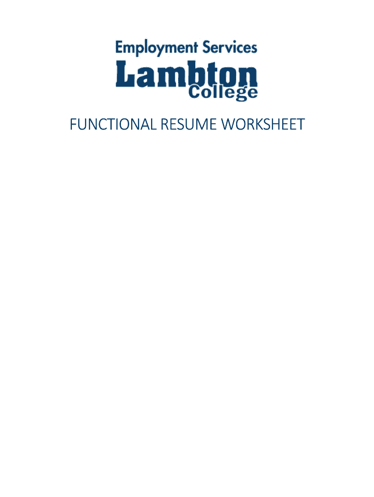 Fillable Online Functional Resume Worksheet - Lambton Fax Email Print ...
