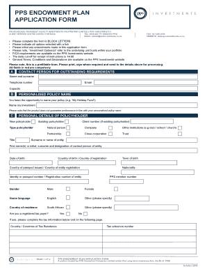 Fillable Online PPS ENDOWMENT PLAN APPLICATION FORM Fax Email Print ...