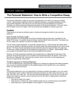 Fillable Online The Personal Statement: How to Write a Competitive ...