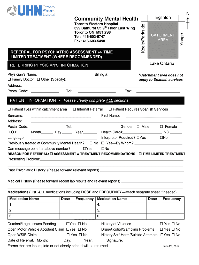 Fillable Online REFERRAL FOR PSYCHIATRIC ASSESSMENT - TIME LIMITED Fax ...