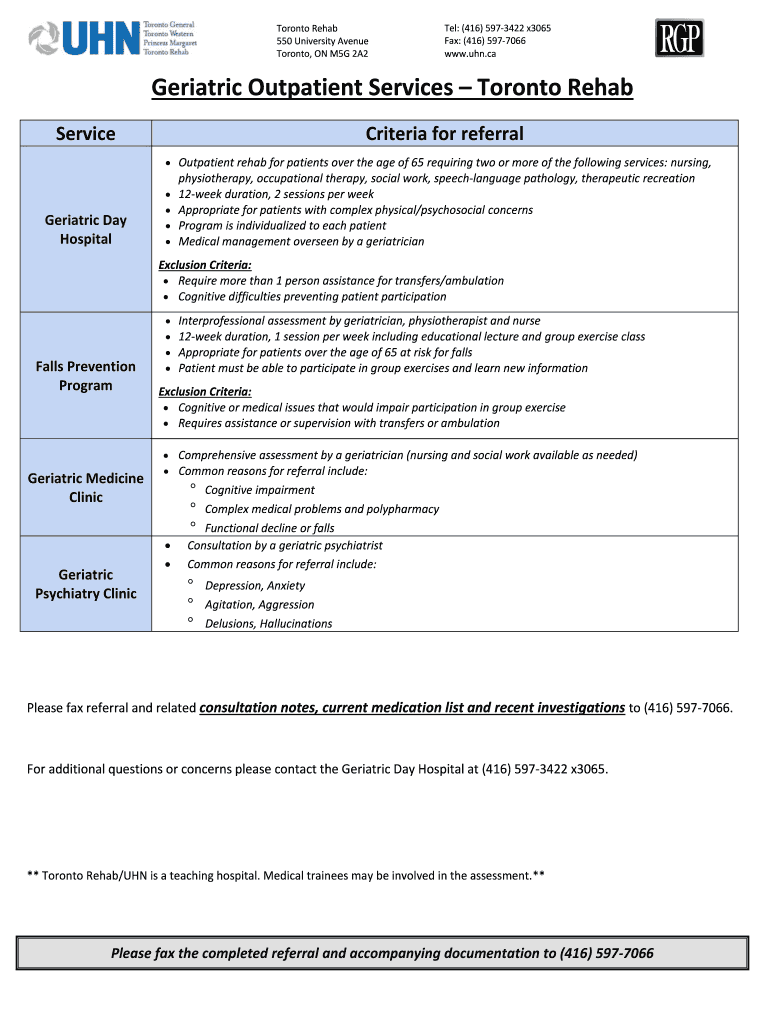 Fillable Online Geriatric Outpatient Services referral - Welcome to the ...