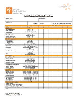 Fillable Online Adult Preventive Health Guidelines. Well Visit Fax ...
